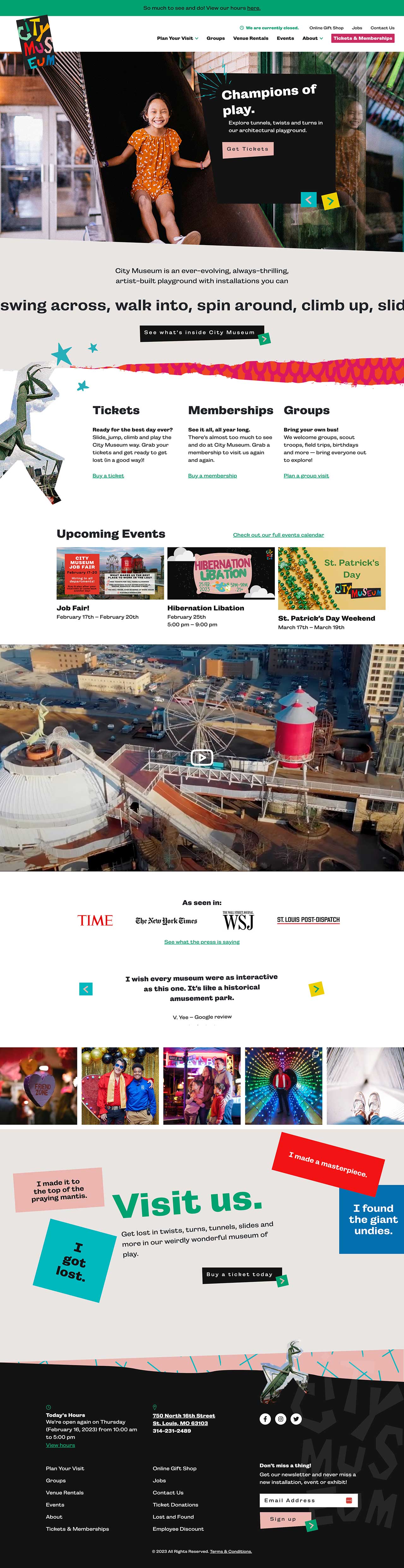 City Museum - WordPress website built using WooCommerce, Custom Theme, Kadence