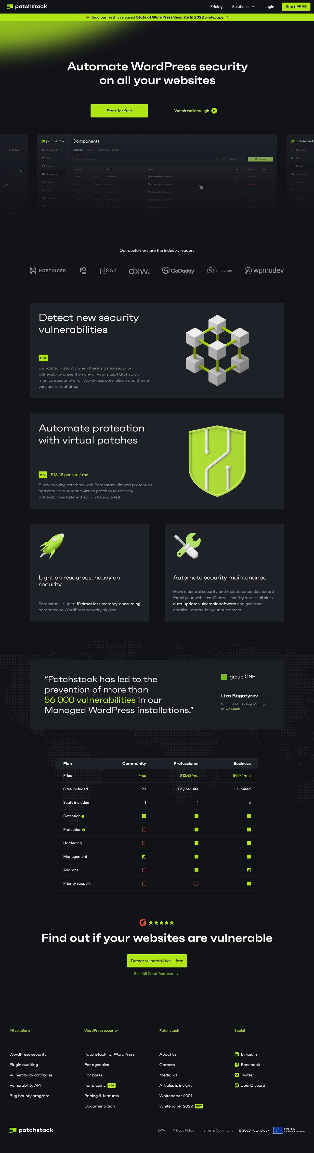 Patchstack - WordPress website built using Oxygen