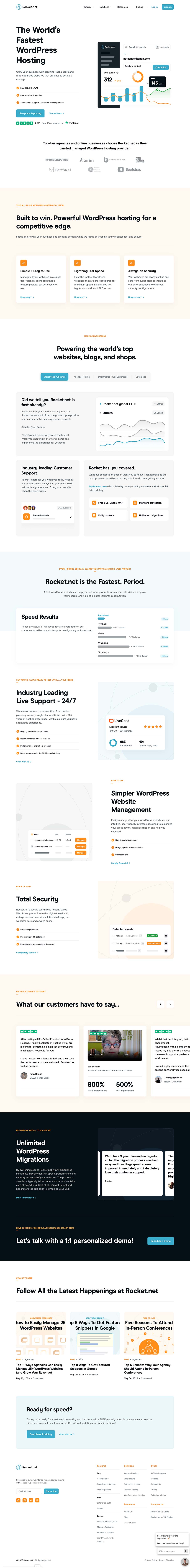 Rocket.net - WordPress website built using Custom Theme