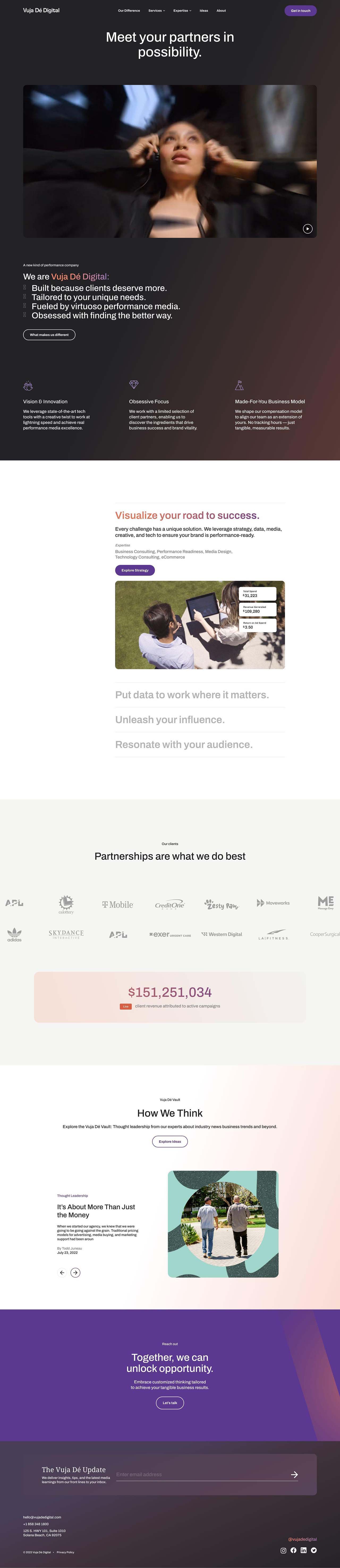 Vuja Dé Digital - WordPress website built using Custom Theme